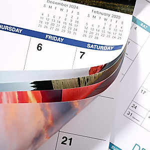 2025 Wall Calendar - Bible Verse Wall Calendar 2025, January 2025 - December 2025, 17" x 11" (Open), Hanging Hook, Blocks and Holidays - Nature's Beauty with Inspiring Bible Quotes