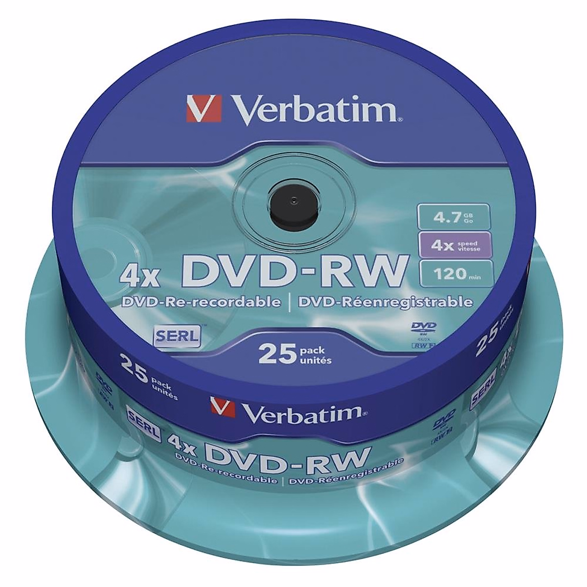 Verbatim DVD-RW 4.7Gb 4x Spindle 25 No 43639 blank dvd rewritable