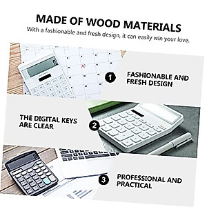 Tofficu 1pc Digit Practical Financial Large Calculator Pocket Wooden Desktop Professional Learning Electronic Children for Calculators Students Aids Portable Office Size with Leaning LCD