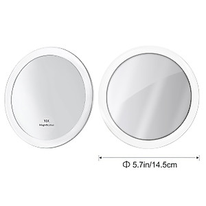 TIFULLHOME 6x6 Inch 10X Magnifying Mirror with 2 Suction Cups for Easy Mounting – Use for Makeup Application, Portable Vanity Mirror for Home Bathroom Mirror or Bathroom Medicine Cabinet
