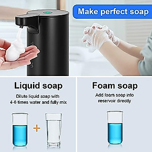 Soap Dispenser, Stainless Steel Touchless Soap Dispenser LAOPAO Rechargeable Automatic Foaming Soap Dispenser for Bathroom 9oz Foam Soap Dispenser Hand Soap Pump for Kitchen Xmas Gift