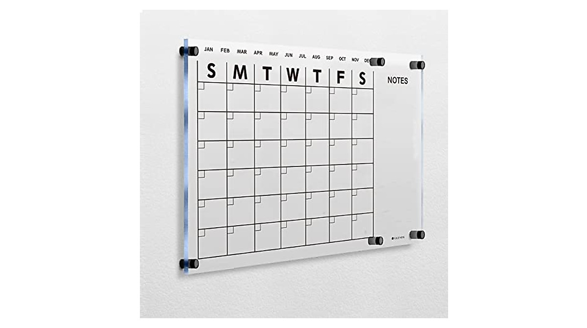 Acrylic Dry Erase Wall Calendar 23x16 | Modern Home & Office Organizer