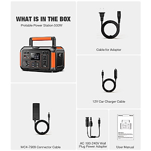 GRECELL 500W Portable Power Station 444Wh Solar Generator with 110V Pure Sine Wave AC Outlet/PD60W, 1000W Peak power station for Camping Trip RV Outdoor Home Emergency Backup & Solar Powered