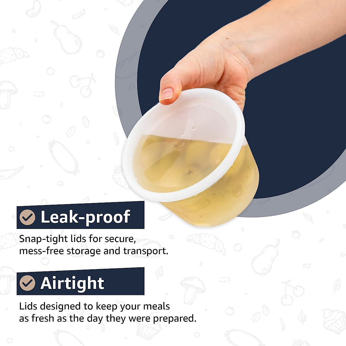 [48 Pack - 16 oz] Plastic Soup Cups Deli Food Storage Containers with Tight Lids Portion Control Non-Spill Stackable Microwaveable Freezer Dishwasher Safe