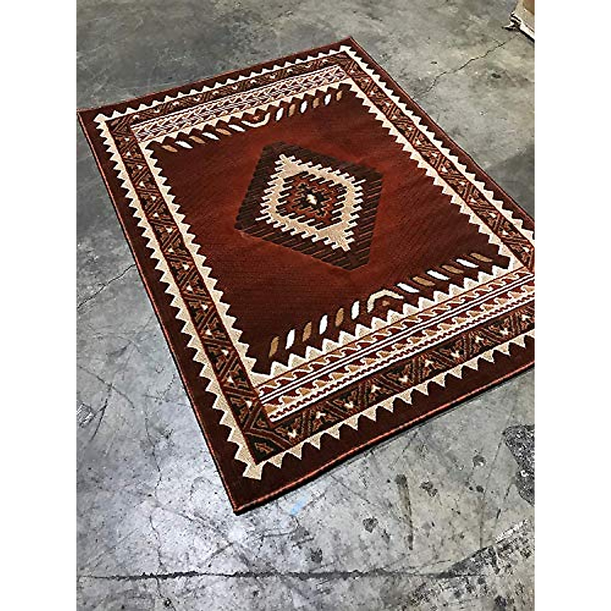 Kingdom South West Native American Area Rug Rust Brown Beige Design D143 (5 Feet 2 Inch X 7 Feet)