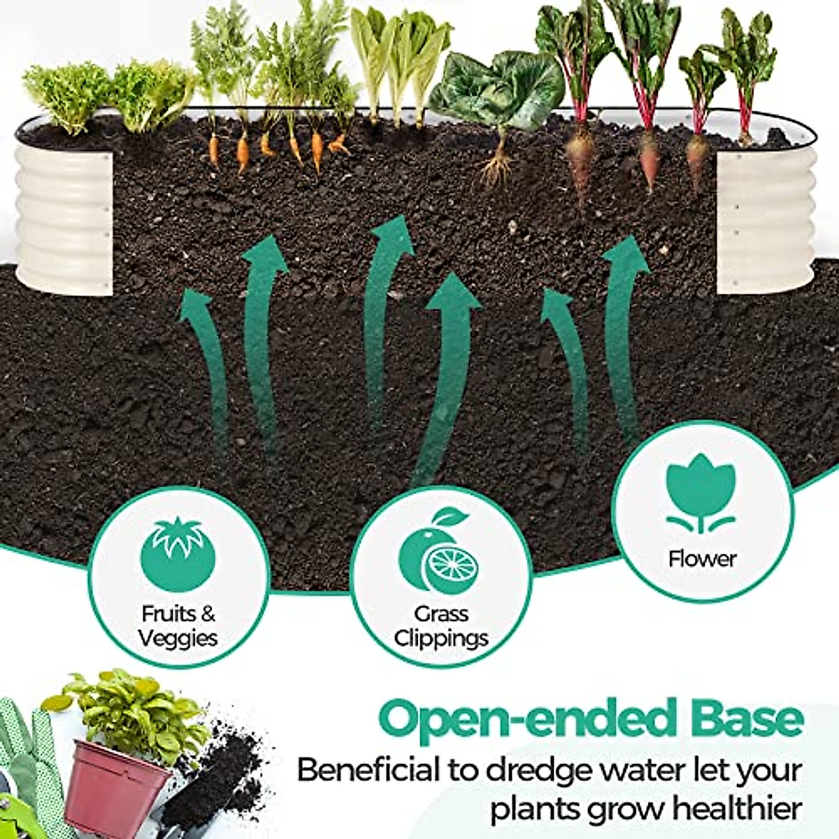 T4U Raised Garden Bed,17" Tall 8ft X 2ft Zinc-Aluminum-Magnesium Stainless Steel Durable Metal Planter Box, Easy to Install, Outdoor Planter Garden Bed for Vegetables Flowers Fruits etc