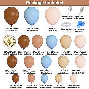 Brown Coffee Blue Balloons Garland Arch Kit, 142Pcs Boho Nude Baby Blue Neutral Balloons We Can Bearly Wait Baby Shower Decorations for Boy Gender Reveal Birthday Wedding Party Supplies