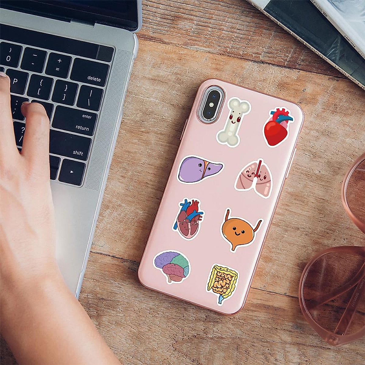 Cute Cartoon Organs Stickers, 65PCS Medical Body Organ Anatomy Stickers Pack for Kids, Teens, Waterproof Vinyl Stickers Bulk for Water Bottle, Laptop