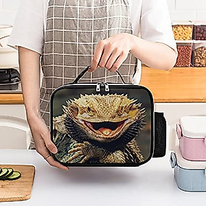 Cool Bearded Dragon Lizards Reusable Lunch Tote Bag Insulated Lunch Box Container For Office Work Picnic Travel With Handle
