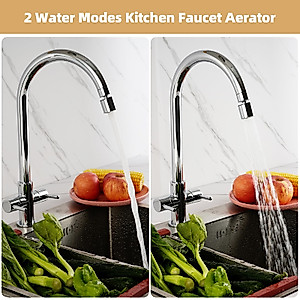 Hibbent NSF/ANSI/CAN 61 Certified Faucet Aerator, CUPC Certification 2-Flow Sink Faucet Aerator, 360° Swivel Kitchen Sink Sprayer Attachment, Faucet Replacement Part 55/64" Female Thread - Chrome