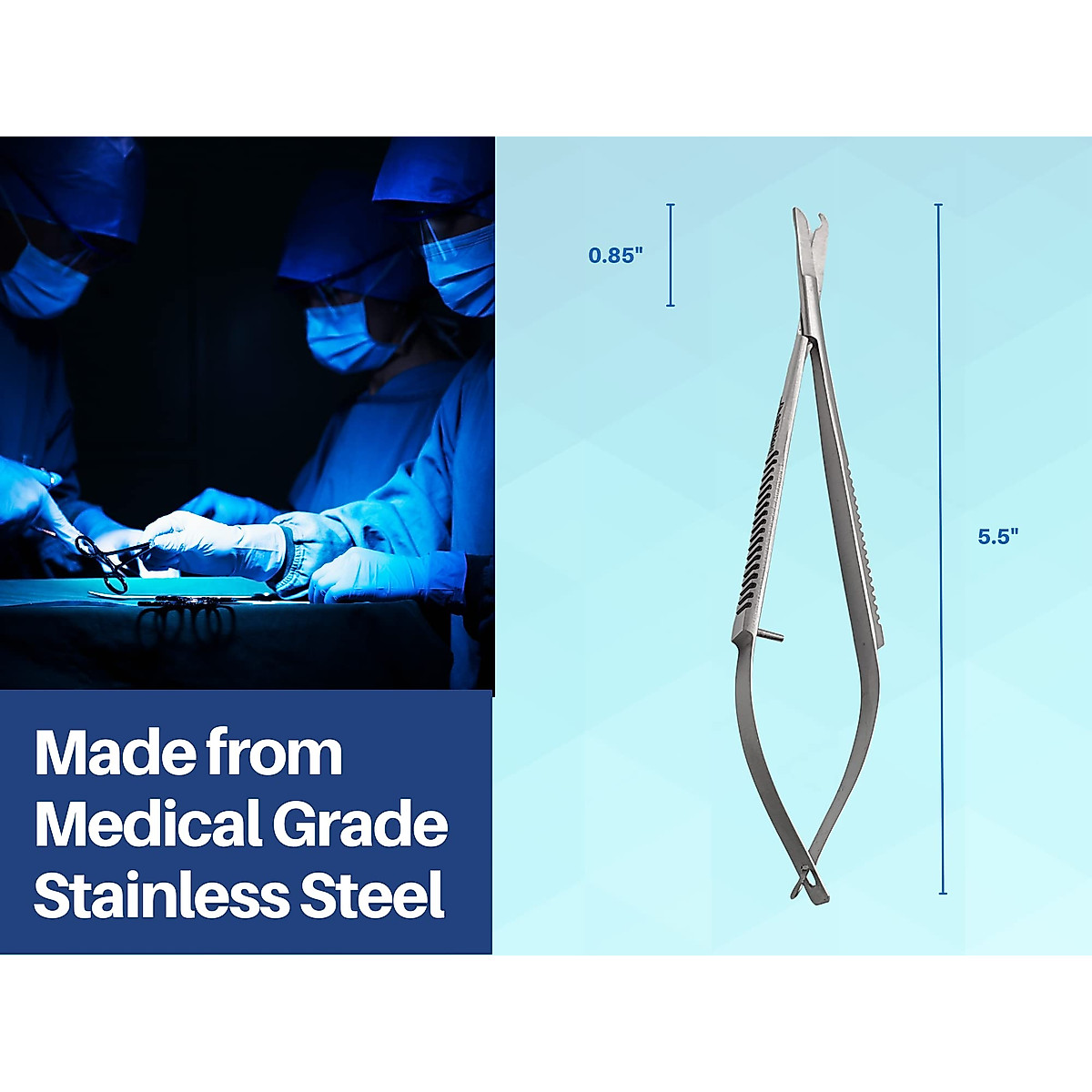 Spring Action Micro Snip Stitch Removing Castroviejo Scissors 5.5 Inches for Fine Stitch Removal, Embroidery, and Micro Surgical Sutures by Artman Instruments