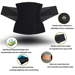 Moolida Women Waist Trainer Belt, Black, Large - Back Support, Workout Fitness, Weight Loss, Waist Cincher Shapewear