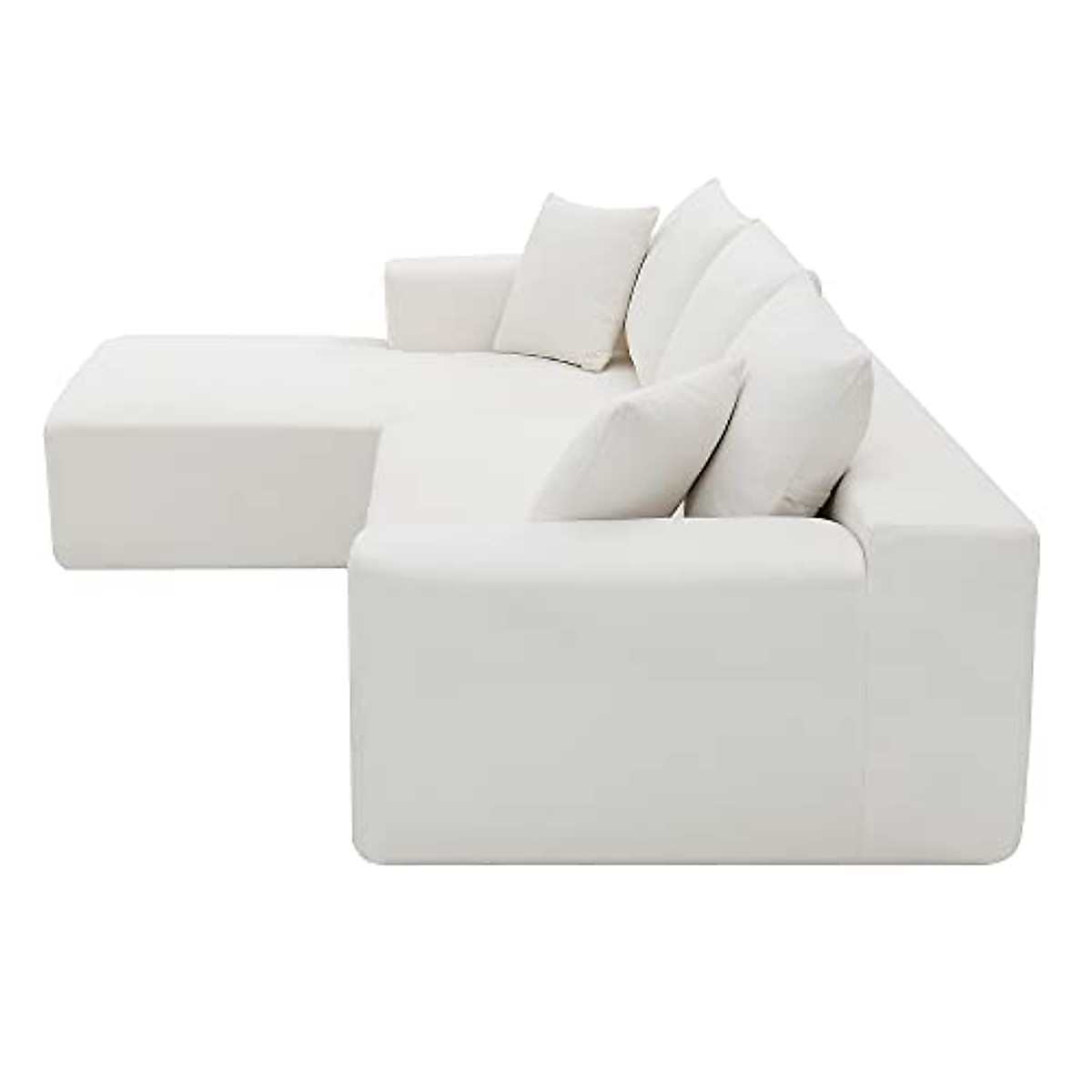 kevinplus 109" Modular Sectional Sofa Couch with Chaise Lounge for Living Room, Modern Contemporary Upholstered L-Shape Sleeper Sofa Couch, Free Combination & Chenille Fabric, White