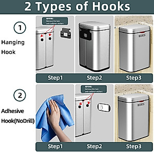 KSSKSS 2.1 Gallon Kitchen Compost Bin with Lid and Inner Bucket, 8L Stainless Steel Hanging Trash Can with Removable Inner Bucket for Cupboard/RV, Mountable Indoor Compost Bucket (Silver)