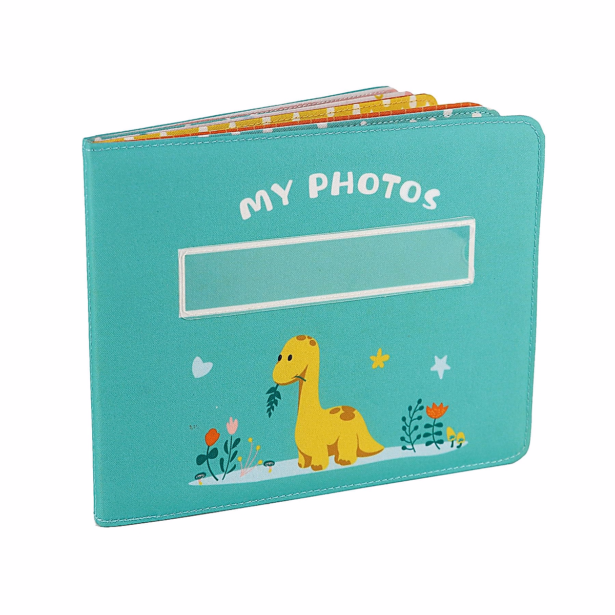 Baby's My First Photo Album of Dinosaur Theme, Soft Cloth Photo Album with Color Pages for 10 Pictures 4x6 inch