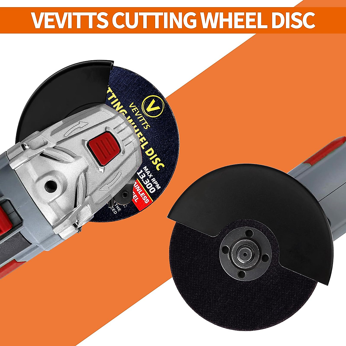 Vevitts 100 Pack Cut Off Wheels 4 1/2 inch, Cutting Wheel, Thin Cutting Disc Die Grinder Cut-Off Wheel for Angle Grinder Metal & Stainless Steel Rotary Tool Drill Attachment 4-1/2" x 1/25" x 7/8"