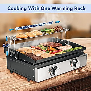 Skyflame Adjustable Griddle Warming Rack for 17" 22" 28" 36" Griddles, Universal Stainless Steel Cooking Grate BBQ Accessories Compatible with Blackstone/Pit BOSS/Camp Chef