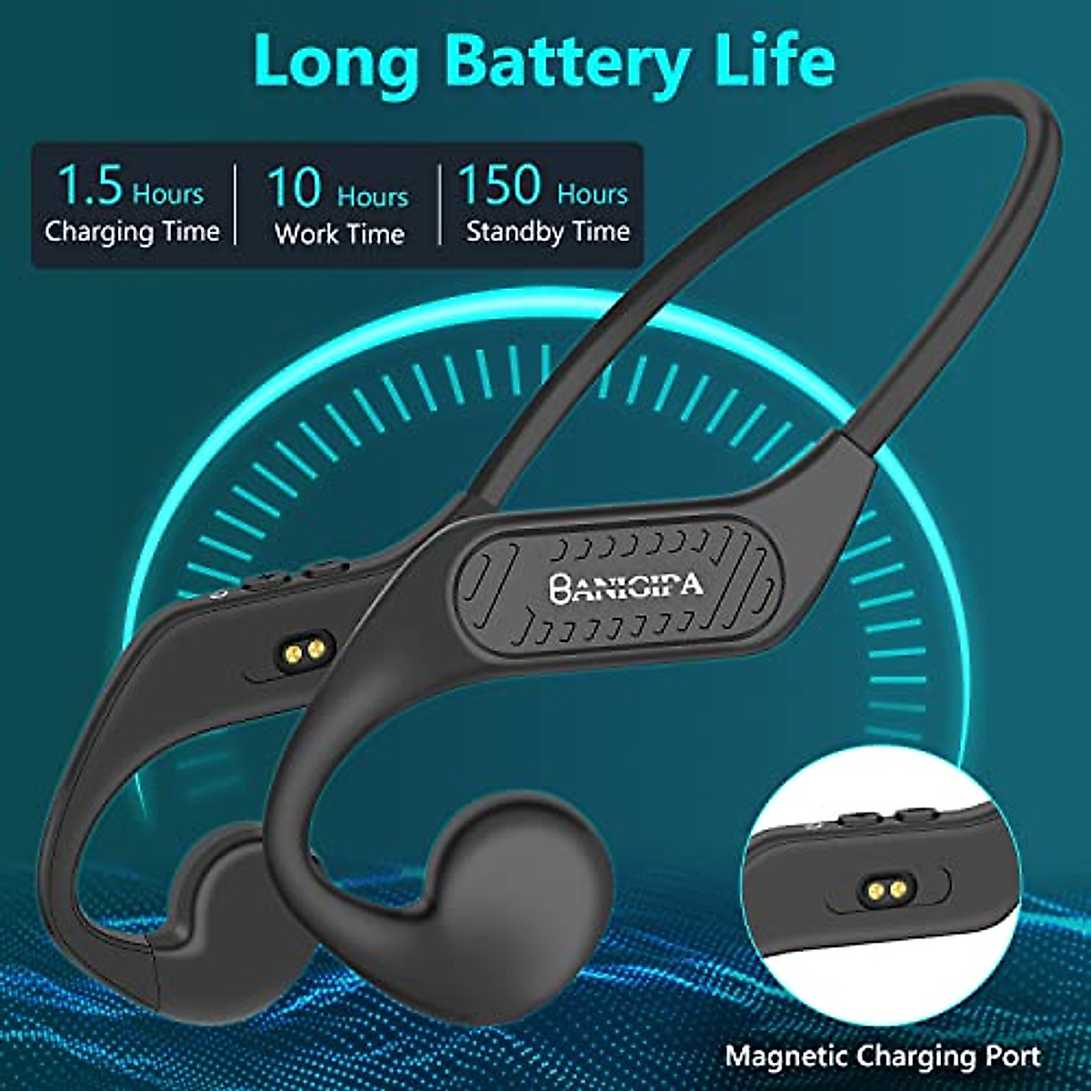 BANIGIPA Open Ear Headphones, 2023 Upgraded Air Conduction Bluetooth Headset with Built-in Microphones, 10 Hrs Playtime, Waterproof Wireless Earphones for Sport, Gym, Running, Cycling, Hiking, Driving