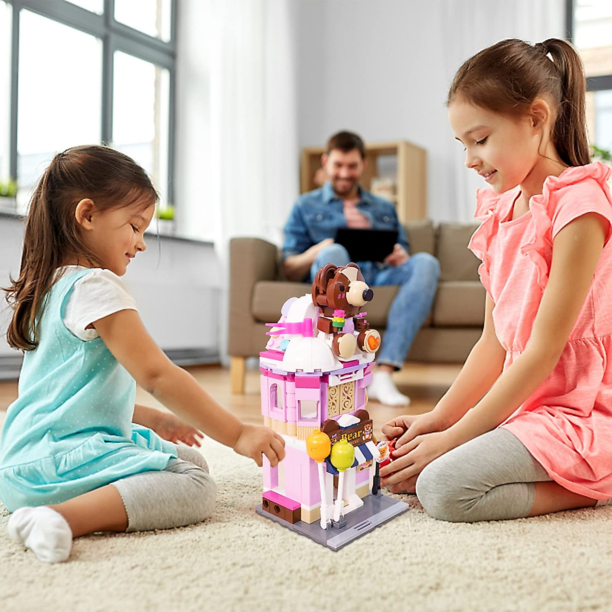 PeachLeaf Building Blocks Toys for Girls Teddy Theme Store Pink Building Toy Store Bricks Toys STEM Toys Creative Construction Play Set Christmas Birthday Gifts for Girls Age 6-12 and Up (281 Pieces)