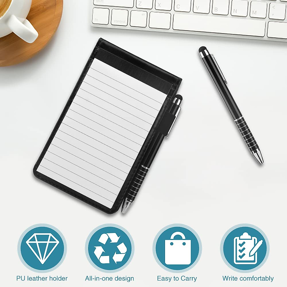 11pcs Pocket Notepad Set, Pocket Notepad Holder, Mini Memo Book Refill with 50 Lined Sheets, Metal Pen, Office & School Supplies(size:11pcs)