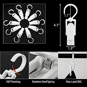 10pcs Rotating Laundry Hooks Plastic Clothes Pins Hanger Clips for Bathroom Kitchen Hanging Towels Dish Cloths