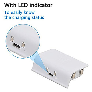 Tectra Rechargeable Battery Pack for Xbox One, 2-Pack 1100mAH Controller Battery for Xbox One S/Xbox One X/Xbox One Elite with 2 in 1 Micro USB Charging Cable(NOT for Xbox Series S/X)