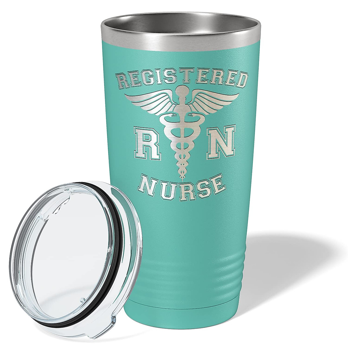 RN Registered Nurse Gift, Nursing School on Seafoam 20 oz Stainless Steel Tumbler with Lid - Insulated Cup - Travel Mug