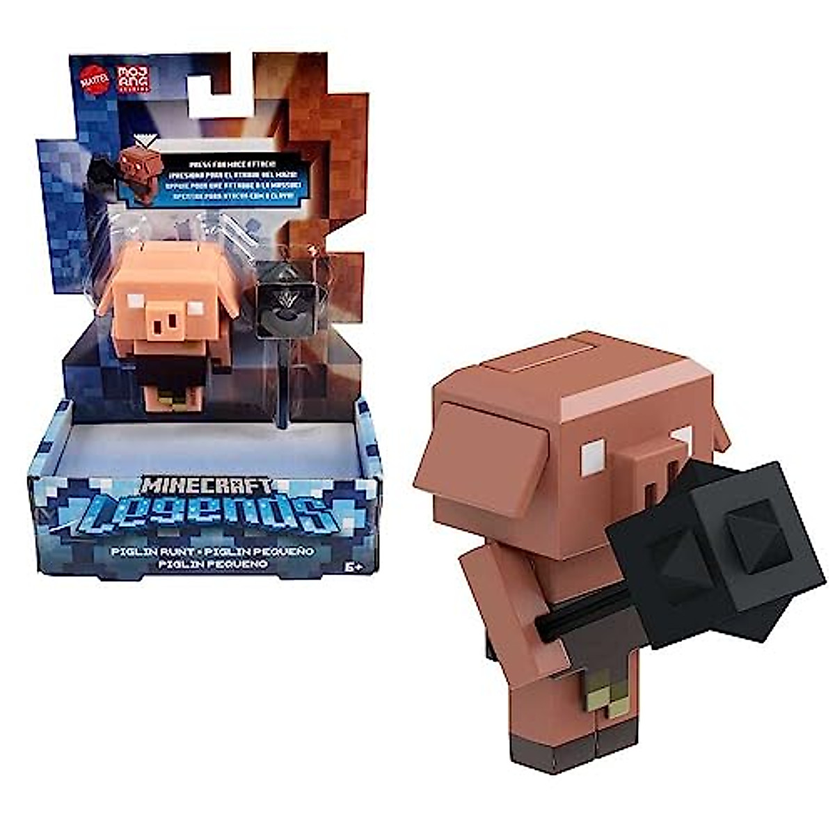 Mattel Minecraft Legends 3.25-inch Action Figures with Attack Action and Accessory, Collectible Toys (Piglin Runt)