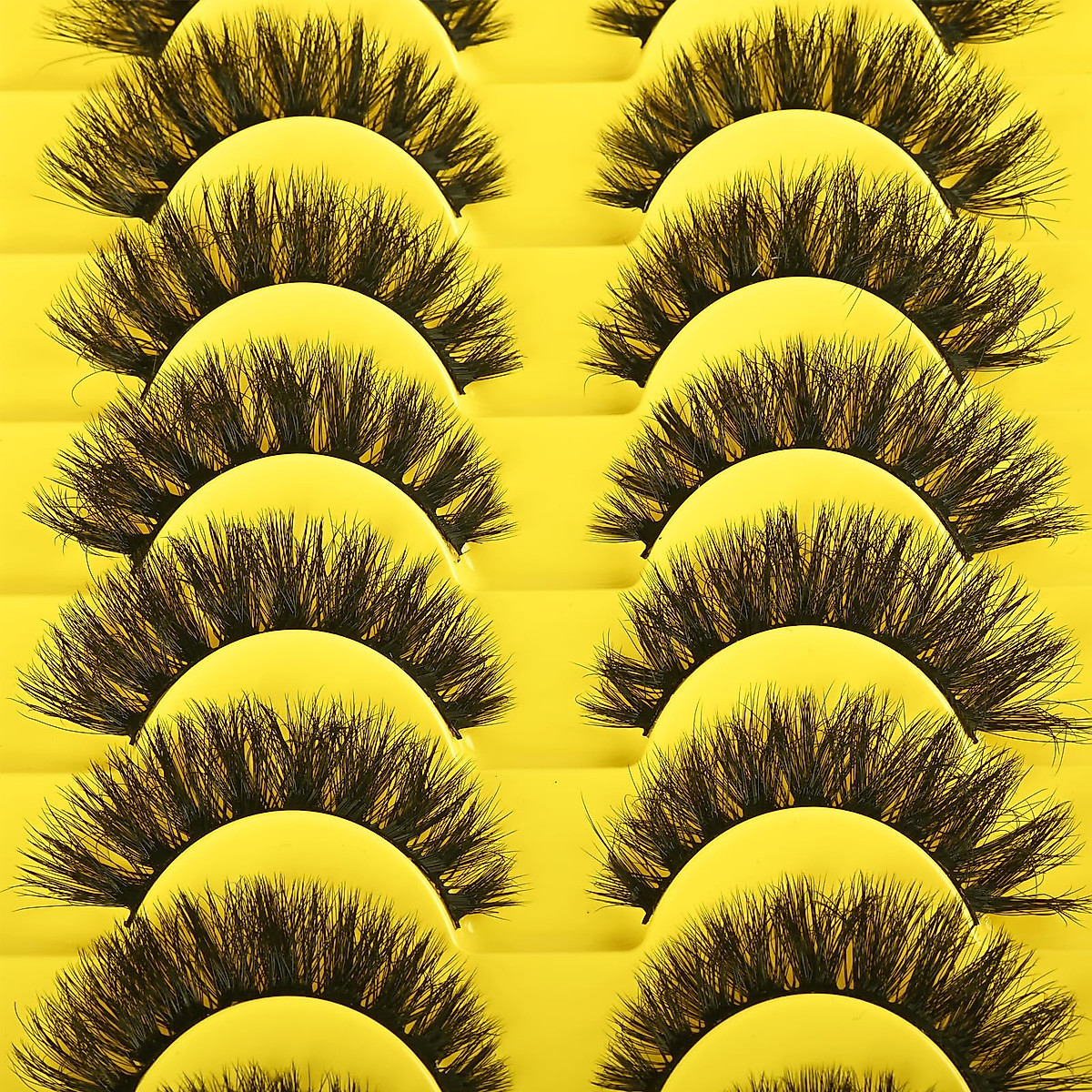 QUNETY Cat Eye Lashes Fluffy Mink Lashes Wispy 8D Natural False Eyelash Fake Eyelashes Short Strip Lashes 10 Pairs Pack (A-14mm Cat Eye)