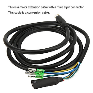 E Bike Motor Conversion & Extension Cable 130cm 9 Pin with Waterproof Connector Copper & Plastic for Electric Bike Black