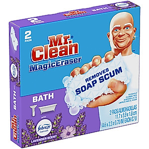 Mr. Clean Magic Eraser Bath with Febreze Lavender Scent, Cleaning Pads with Durafoam, 2 Count