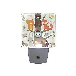 Led Night Light Animal Fox Bird Owl Bear Rabbit Flower Tree, Auto Senor Dusk to Dawn Night Light Plug in for Kids Baby Girls Boys Adults Room2
