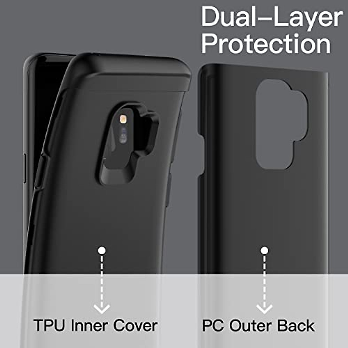 JETech Heavy Shockproof Case for Samsung Galaxy S9, Dual Layer Rugged Protective Phone Cover with Shock-Absorption (Black)