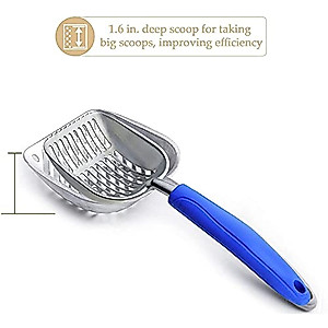 SNUGENS Cat Litter Scoop, Extra Large Aluminum Alloy Sifter, Deep Shovel Poop Sifting with Long Handle, Pooper Lifter Works with All Type of Cat Litter, Metal Kitty Litter Scooper for Litter Box