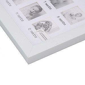 Aqur2020 Baby First Year Picture Frame, White, Rectangular, Plastic, Horizontal, Unisex Adult, 25x25x1.8 cm / 9.8x9.8x0.7 in