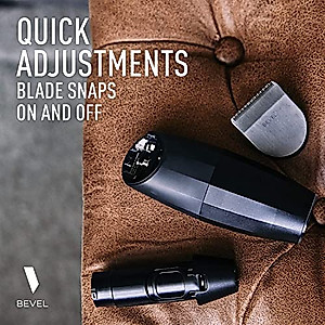 Bevel Beard Trimmer for Men - Black Edition Cordless Trimmer, 8 Hour Rechargeable Battery Life, Tool Free Adjustable Zero Gapped Blade, Barber Supplies, Mustache Trimmer