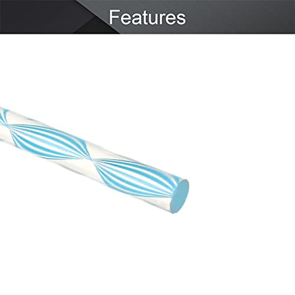 Fielect Light Blue Twisted Line Acrylic Round Rod Standard Plexiglas Tolerance Lightweight for DIY 12mm Diameter 250mm Height 1Pcs