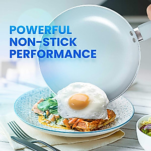 Mueller 16-Piece Non-Stick Stone Cookware Set with Steamer and Glass Lids, Turquoise