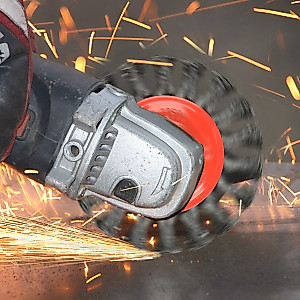 Aain 10 PCS - 4 Inch Twist Knotted Wire Wheel Brush for Grinders and Angle Grinder - 5/8 Inch-11 Threaded Arbor - 0.020 Inch Carbon Steel Wire,4" x 5/8-Inch | 11 UNC (AQ19A10)