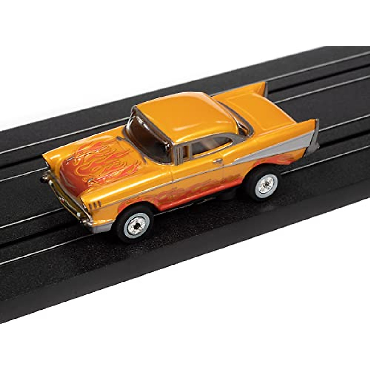 Auto World Thunderjet Cars N Coffee 1957 Chevrolet Bel Air (Orange) HO Scale Slot Car