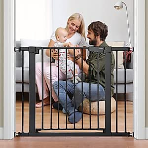 Cumbor 29.7"-46” Auto Close Safety Baby Gate,Black & Cumbor 29.7"-40.6” Auto Close Safety Baby Gate,Black
