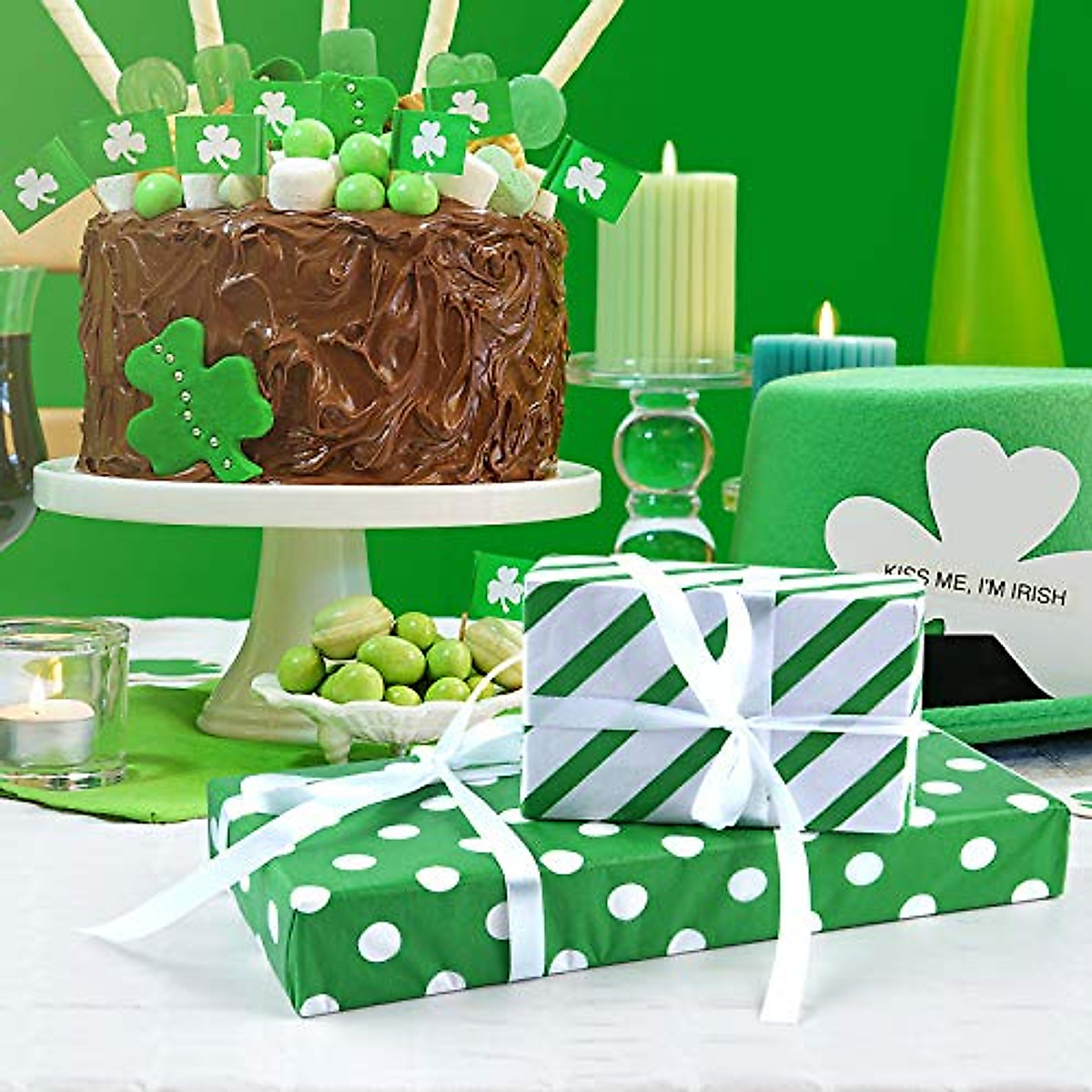 PLULON 60 Sheets Saint Patrick Gift Wrapping Tissue Paper Birthday, Tissue Paper for Home, Kitchen, DIY Crafts, Wrapping Accessory (Green)