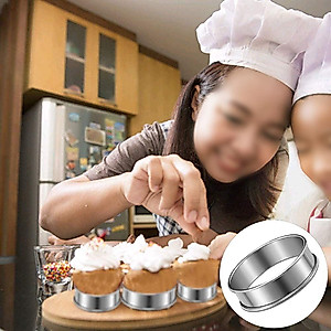 ETSAMOR 4 PCS Double Rolled Tart Rings Stainless Steel Muffin Tart Rings Professional Circular Crumpet Rings Set for Home Food Making Tool, Making Small Pastry Pancakes, Catering Business