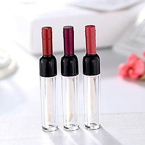 Healthcom 10 Pcs 5ml Empty Clear Wine Shaped Lip Gloss Tube Plastic Mini Refillable Lipgloss Bottles Container Lip Glaze Tube Vials DIY Makeup Liquid Lipstick Bottle Container Red Lid Cosmetic Tube