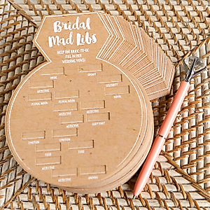 Kate Aspen 28441NA Bridal Shower Games, Ring Shaped Mad Libs Cards (Set of 50) Wedding Shower Game, Engagement Party, Bachelorette Party Game, Kraft, White