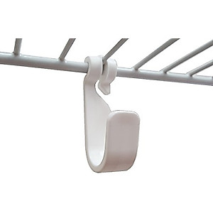Snap on Hook, Box of 8 White Hooks for Accessories, Belts, Scarves, Clothes & Jewelry. Add-On Hook for Wire Shelves in Closets. Easy Installation in Back Against The Wall, Package of 8.