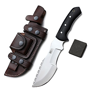 GCS Handmade Micarta Handle D2 Tool Steel Tactical Hunting Knife with leather sheath Full tang blade designed for Hunting & EDC GCS 315