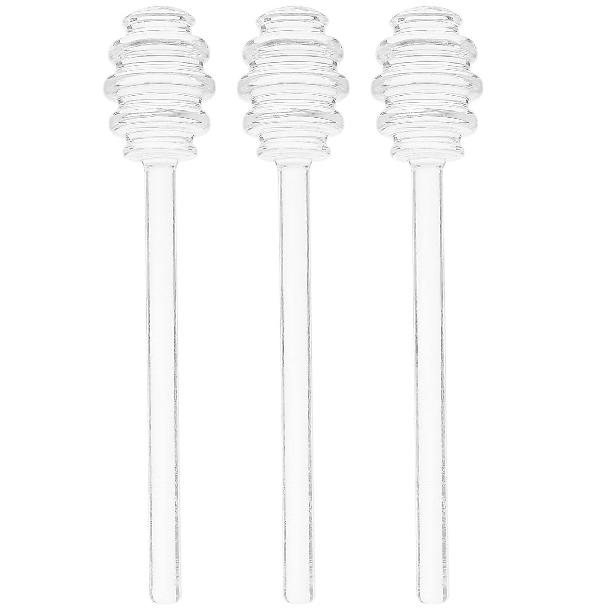 Tofficu 3Pcs Glass Honey Dipper Sticks, Clear Honey and Syrup Dippers, Reusable Honey Stirrer Stick Honey Jam Syrup Stirring Wand for Honey Jar Dispense Pot Jar Containers