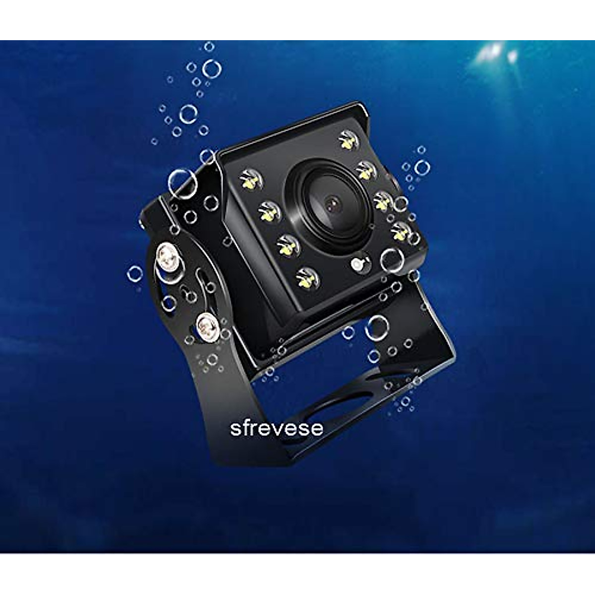 Vehicle Backup Rear View Reverse Parking Car Camera 8 LED IP69 Waterproof Night Vision HD AHD 1080P Rear Camera + 4 Pin 15m Video Cable for Bus Trailer RV Camper Truck Van 12V-24V