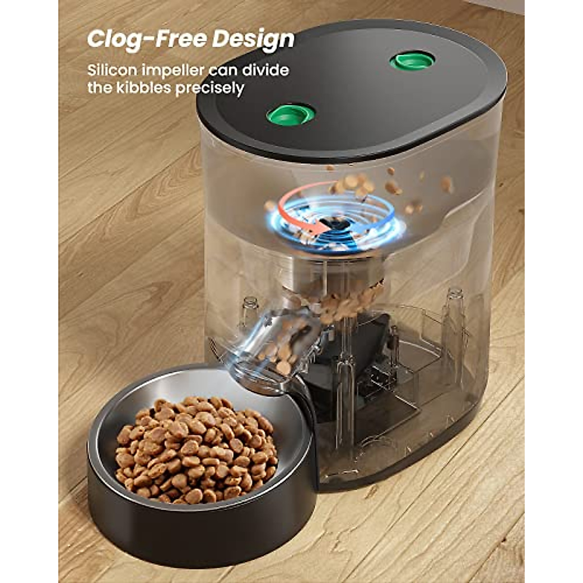 Petiigo Automatic Cat Feeder, 4L Timed BPA Free Cat Feeder Clog-Free Design for Pet Dry Food with Stainless Steel Bowl, Twist Lock Lid&Voice Recorder, Programmable Control 1-5 Meals Day for Cats/Dogs